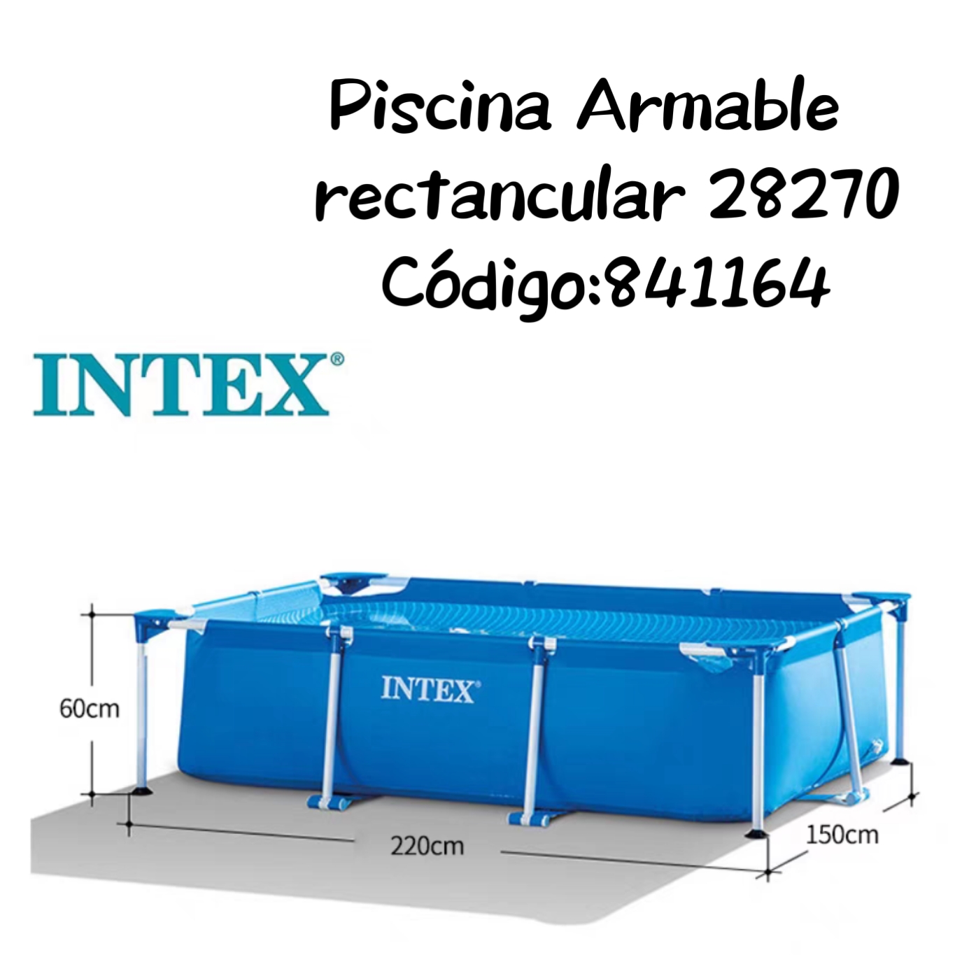 PISCINA ARMABLE RECTANCULAR 28270 220X150X60CM – HiperLatin
